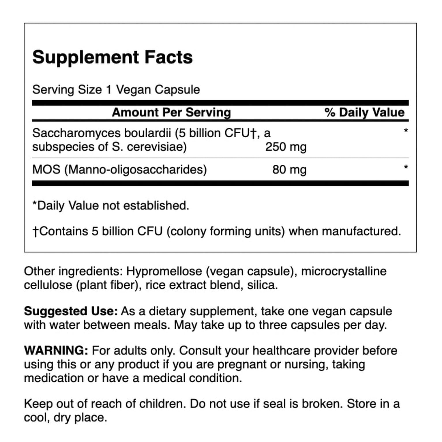 Saccharomyces Boulardii 5 billion CFU capsules
