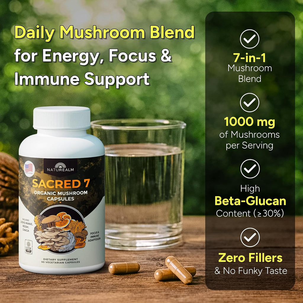 Sacred 7 mushroom capsules for immunity