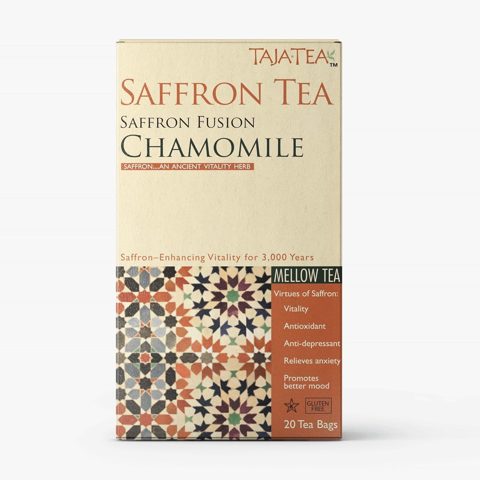 Saffron chamomile tea herbal infusion bags