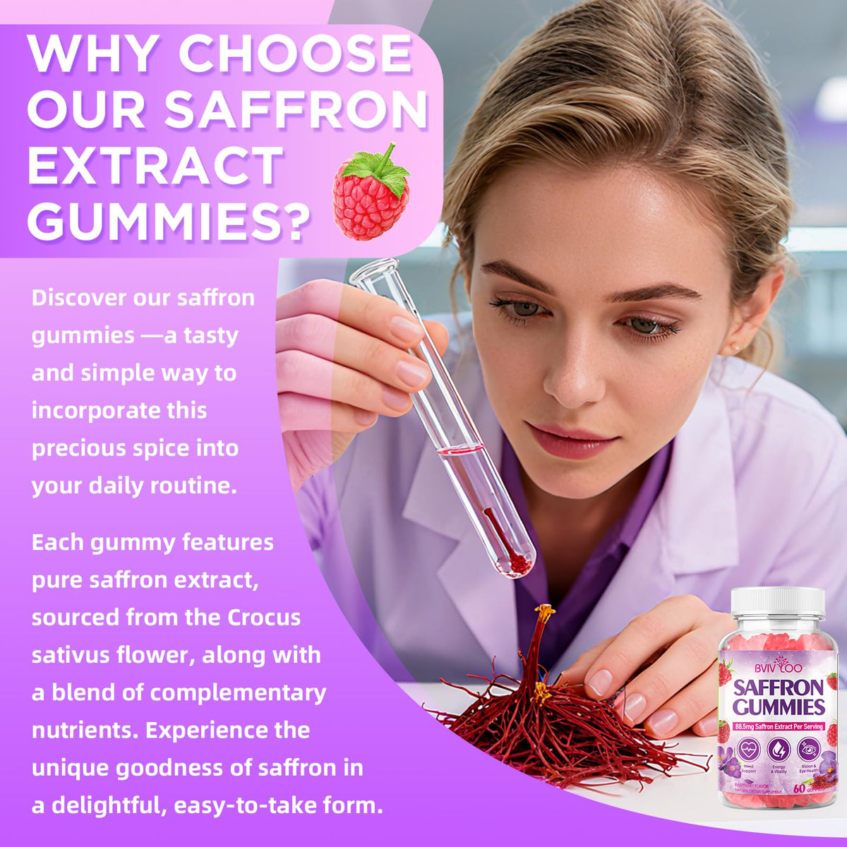 Saffron gummies for enhanced focus
