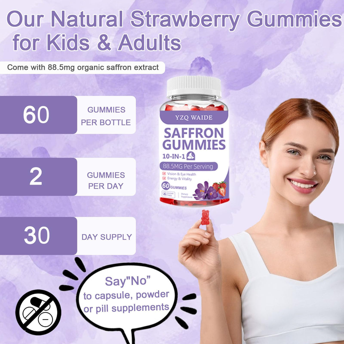 Saffron gummies to enhance focus