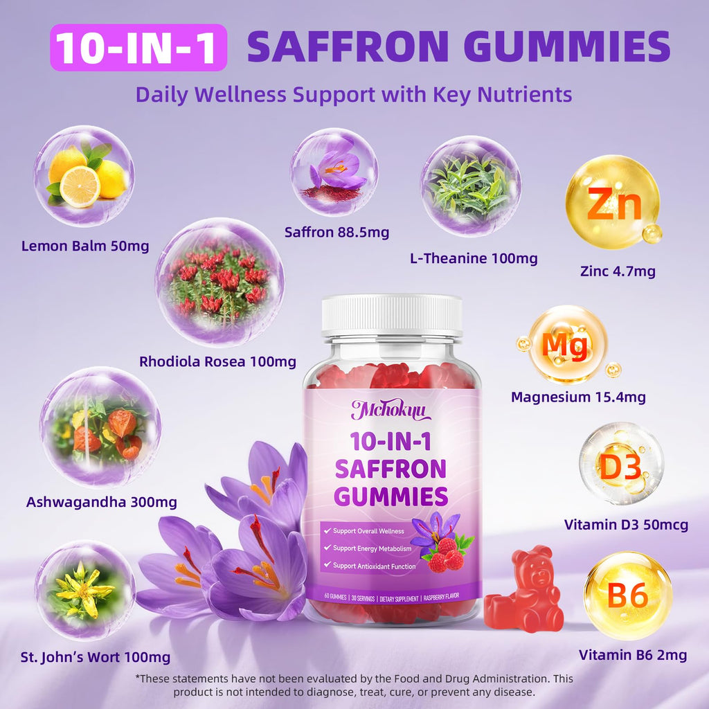 Saffron gummies with 88.5 mg dosage