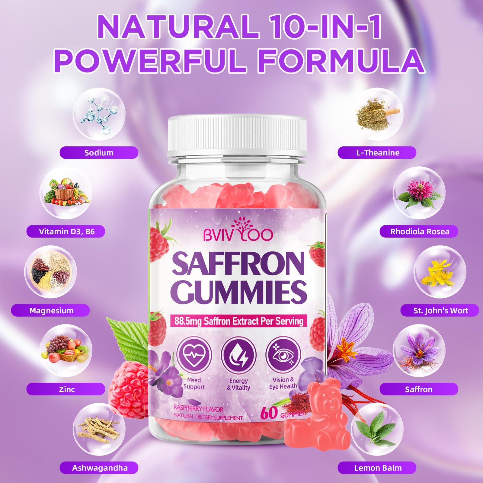 Saffron gummies with 88.5 mg dosage