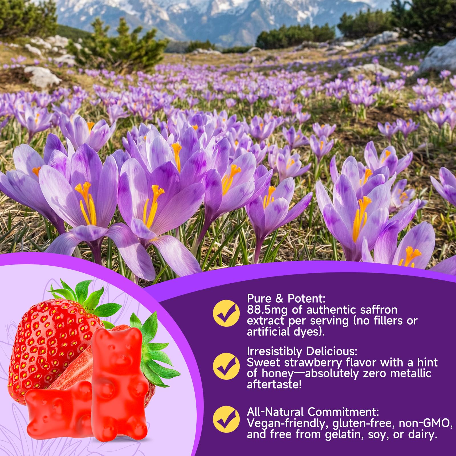 Saffron gummies with antioxidant benefits