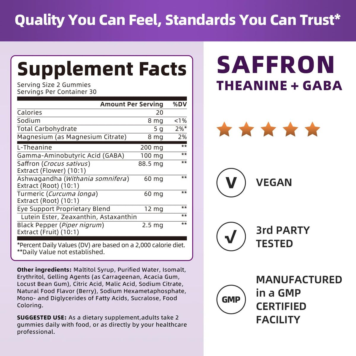 Saffron herbal blend gummies 60 count