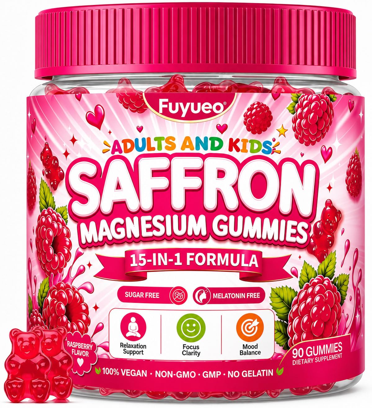 Saffron magnesium glycinate gummies for relaxation