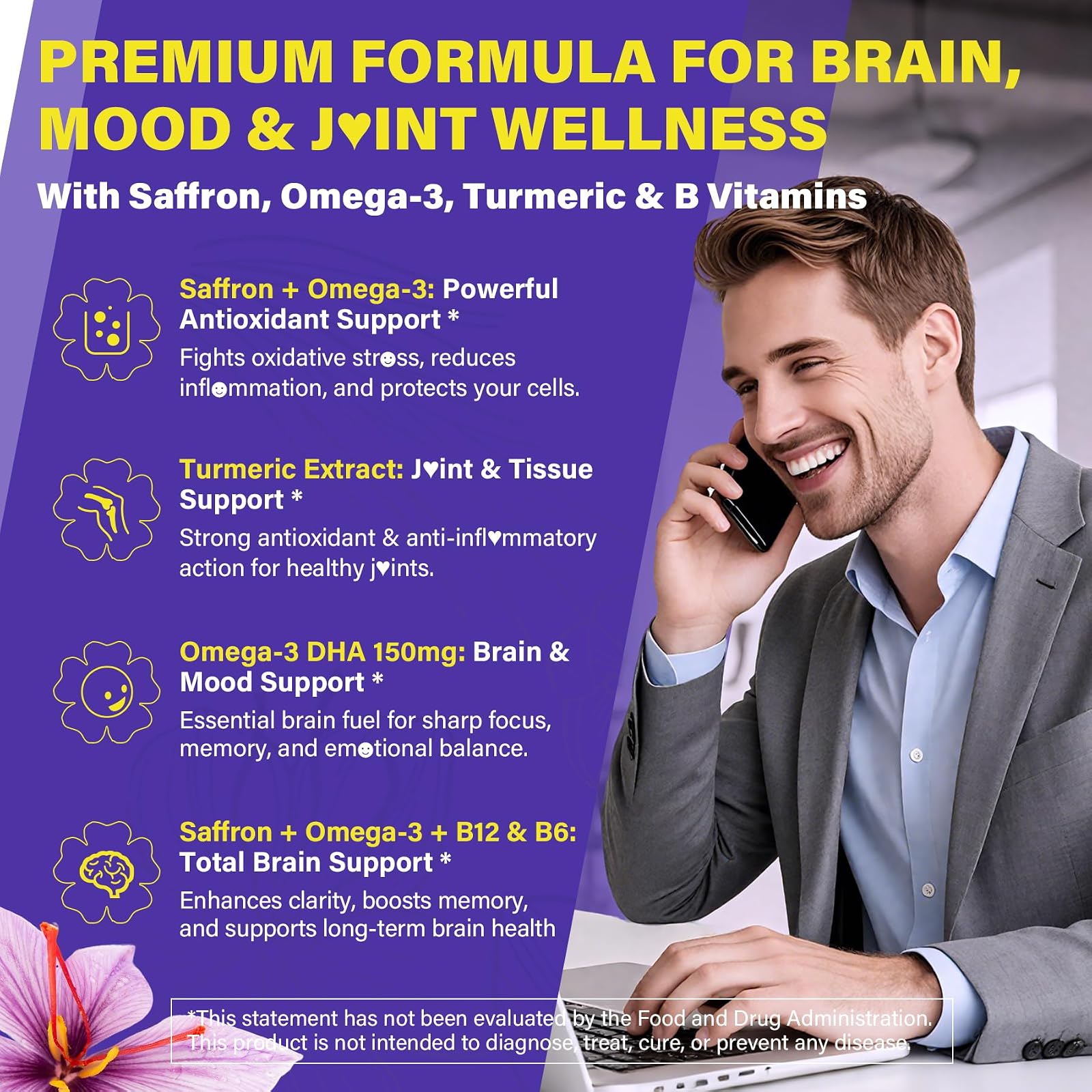 Saffron omega-3 for heart health