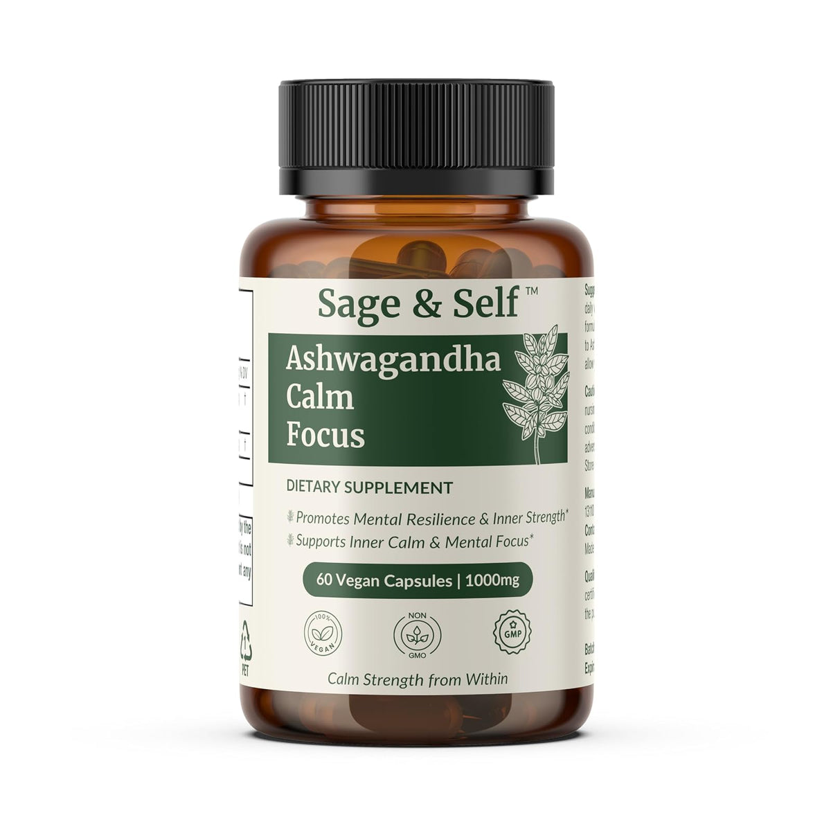 Sage & Self Ashwagandha capsules for stress relief