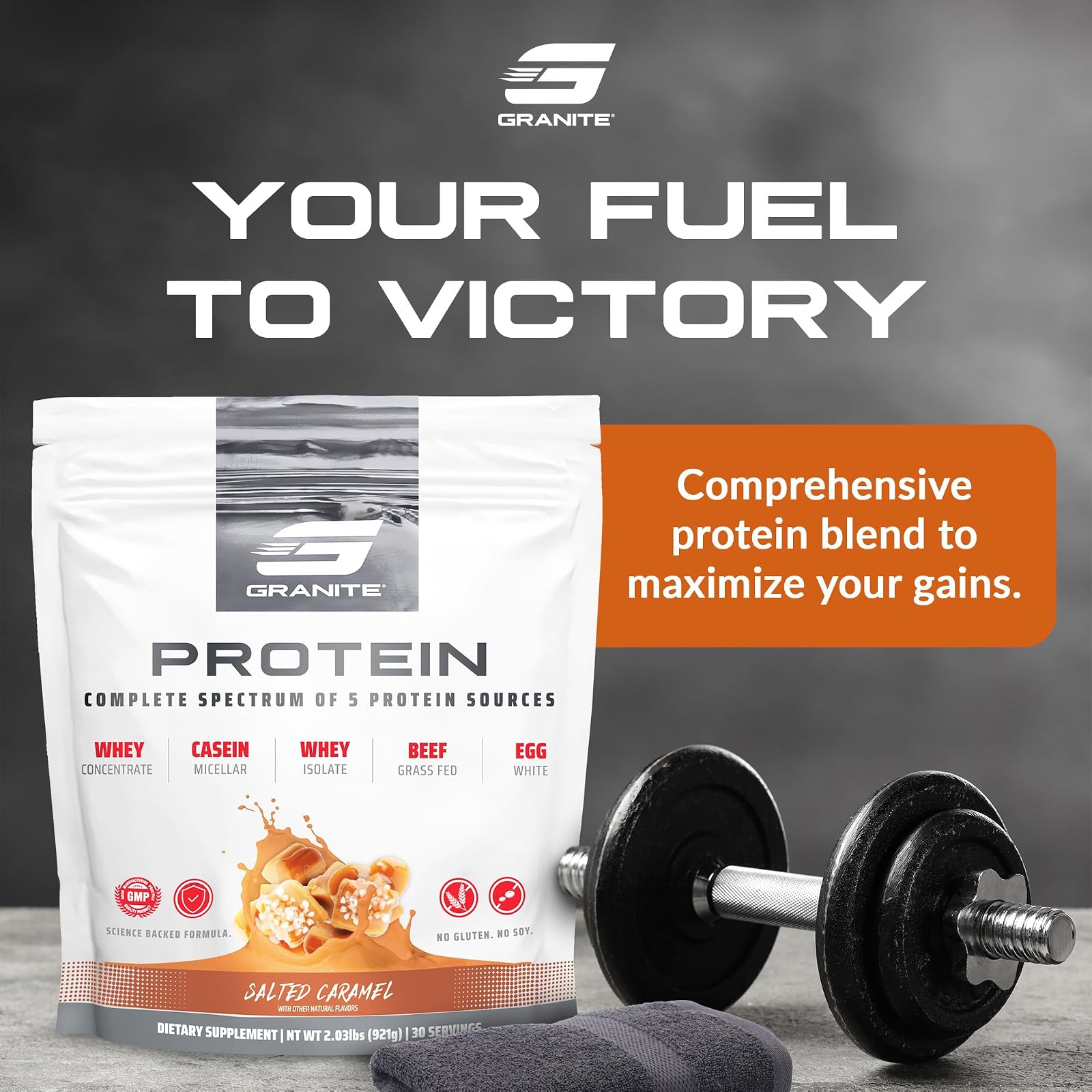 Salted caramel protein powder flavour