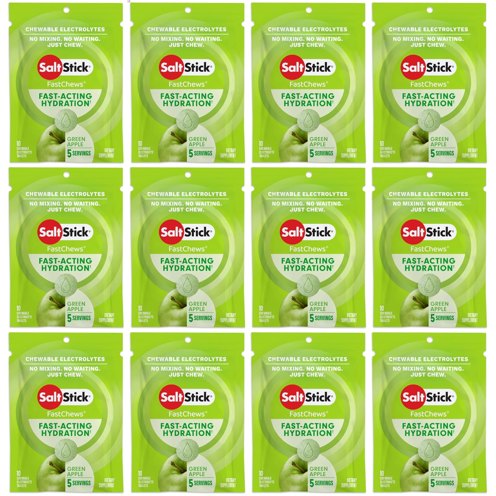 SaltStick Electrolyte FastChews green apple flavour