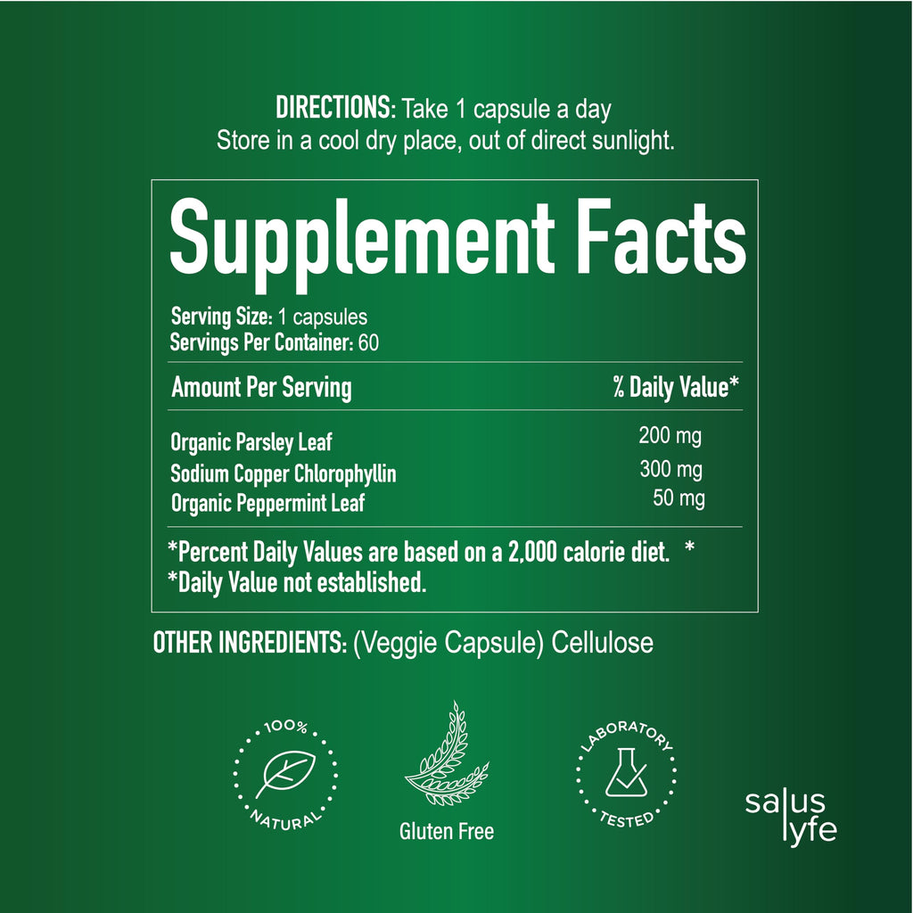 Salus Lyfe Chlorophyll Body Deodorizing Supplement | All-Natural Capsules for Men & Women | 60 Count for Underarms & Private Areas - 11