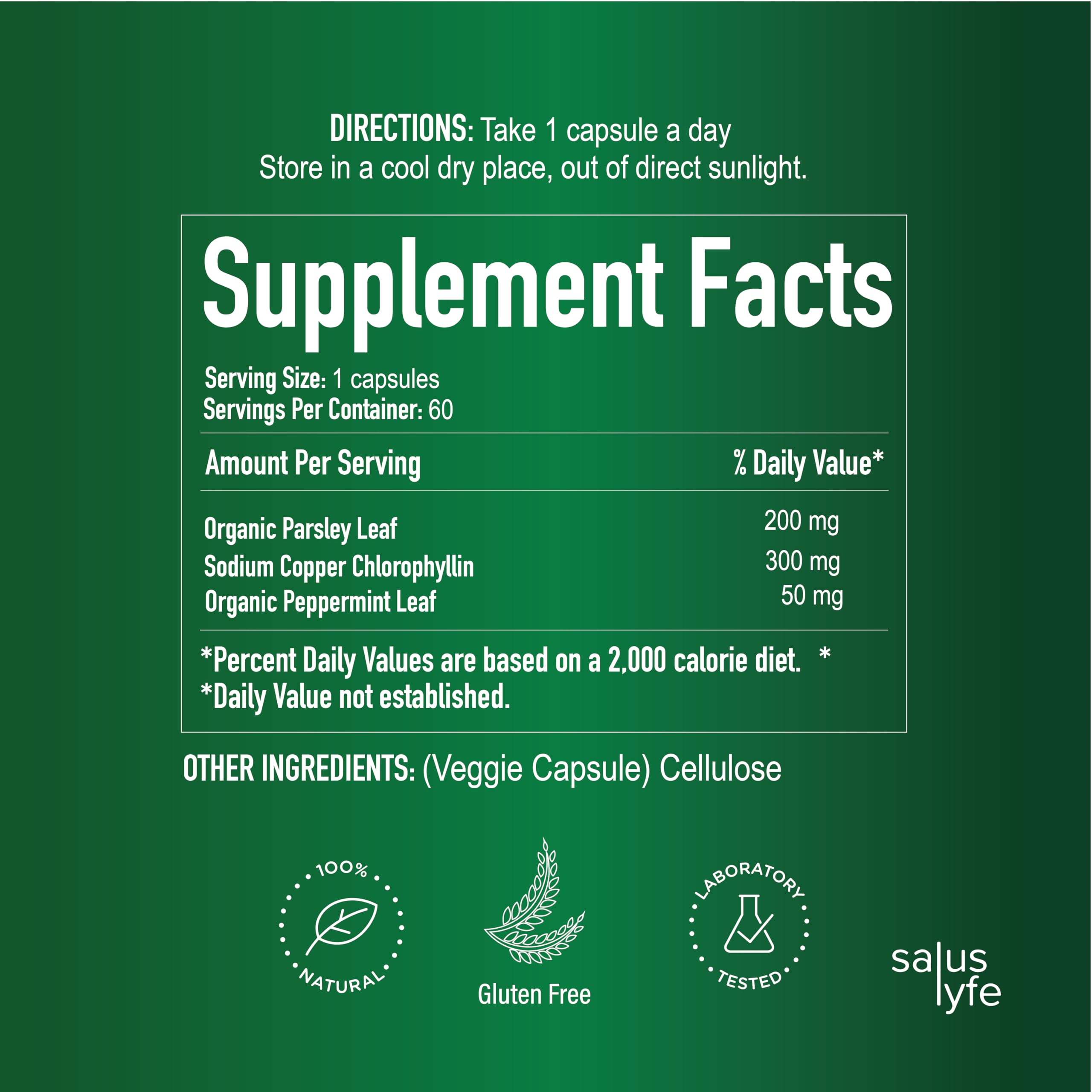 Salus Lyfe Chlorophyll Body Deodorizing Supplement | All-Natural Capsules for Men & Women | 60 Count for Underarms & Private Areas - 11