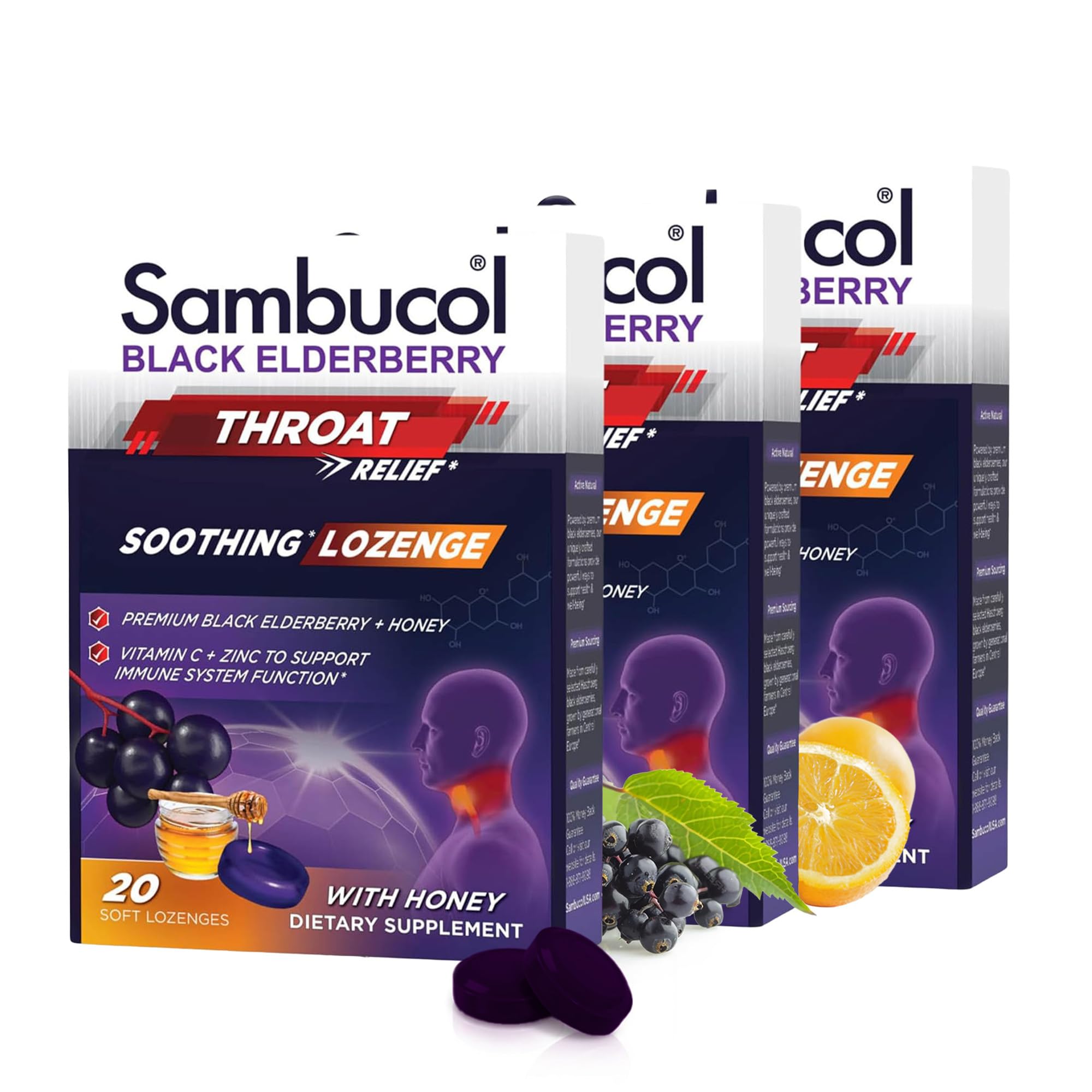 Sambucol cough drops for soothing relief