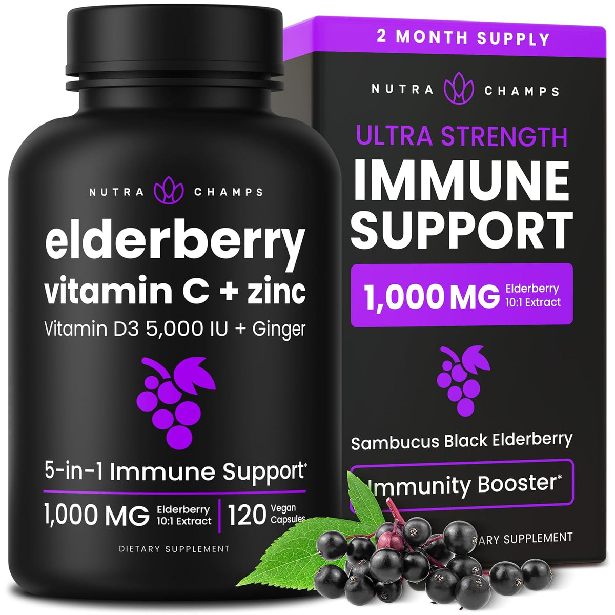 Sambucus elderberry capsules with zinc
