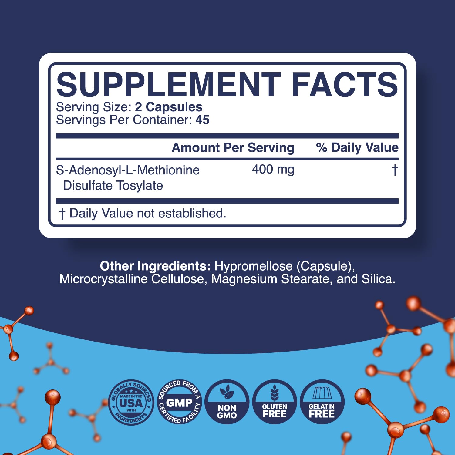 SAMe 400 mg capsules for energy support
