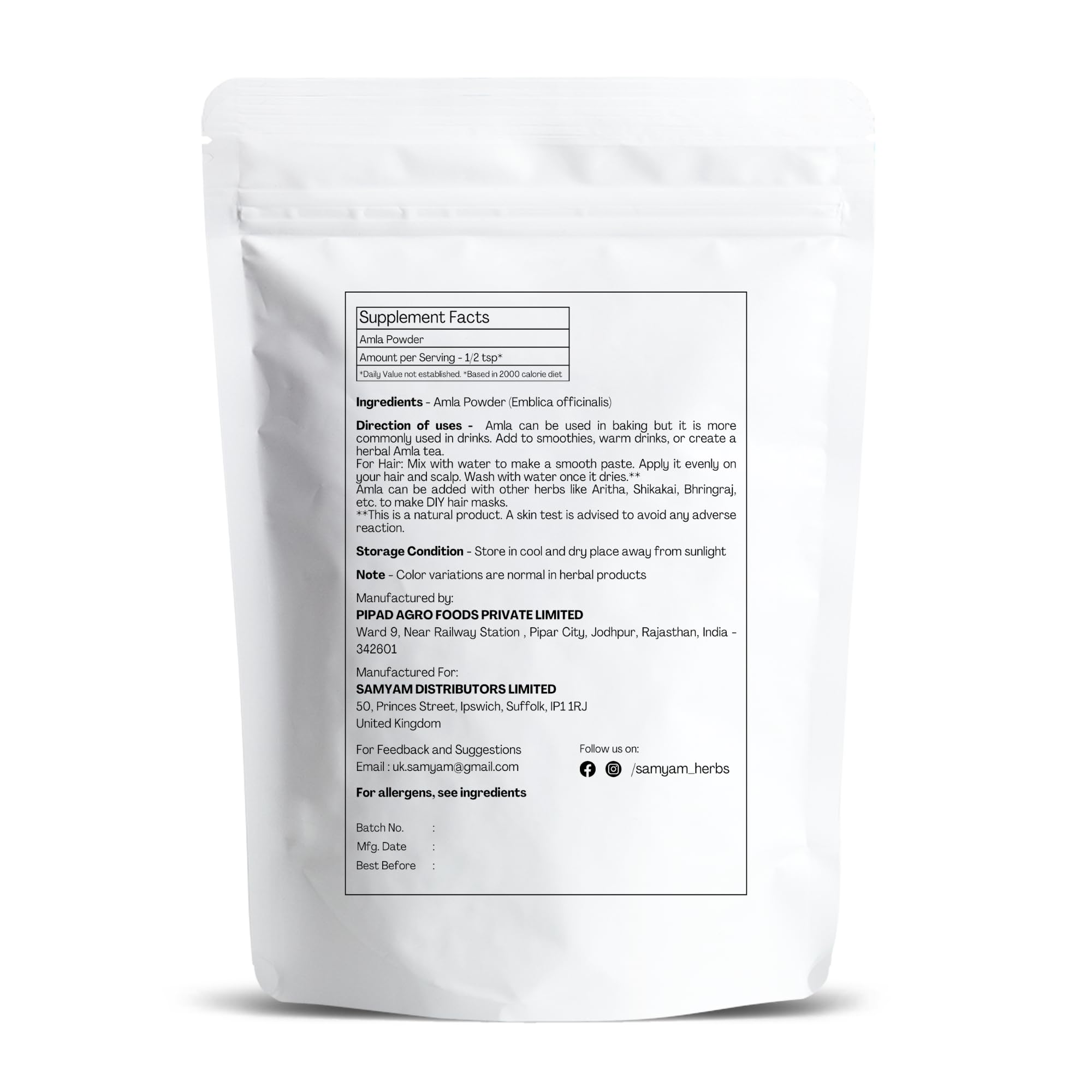 SAMYAM Amla Powder for hair health