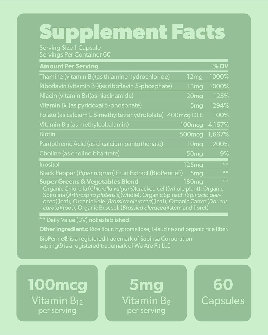 sapling vitamin b complex for overall health