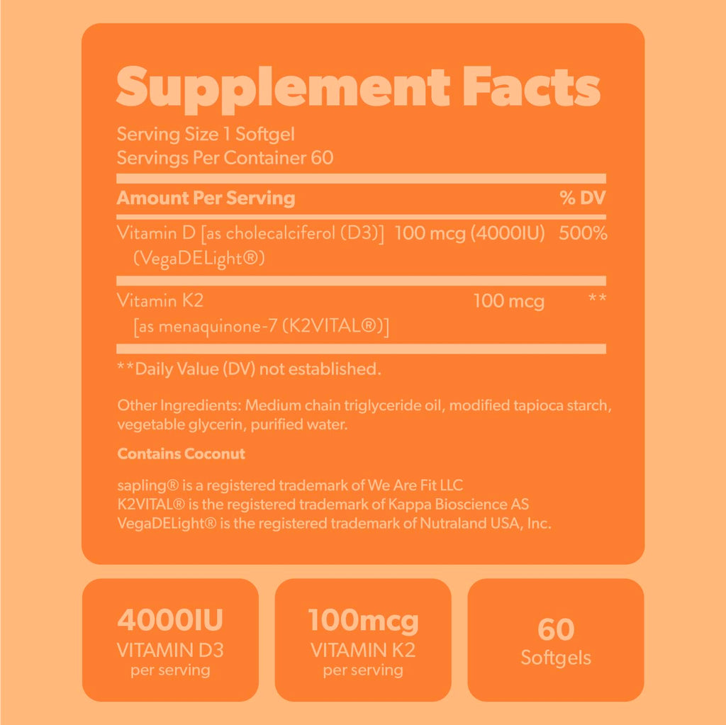 Sapling vitamin D3 K2 supplement