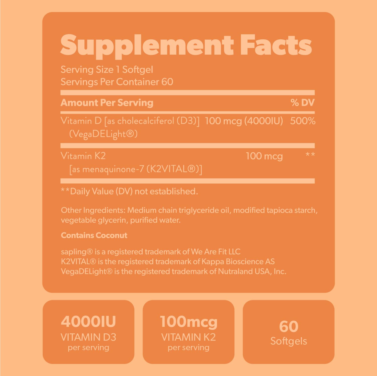 Sapling vitamin D3 K2 supplement