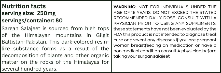 Sargan Salajeet health supplement