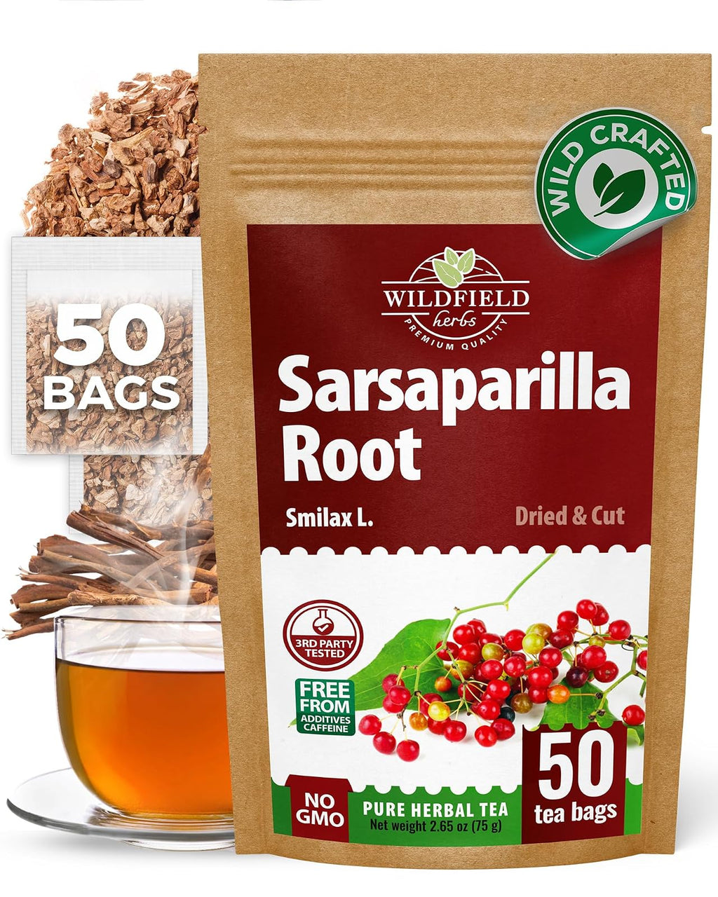 Sarsaparilla root tea bags