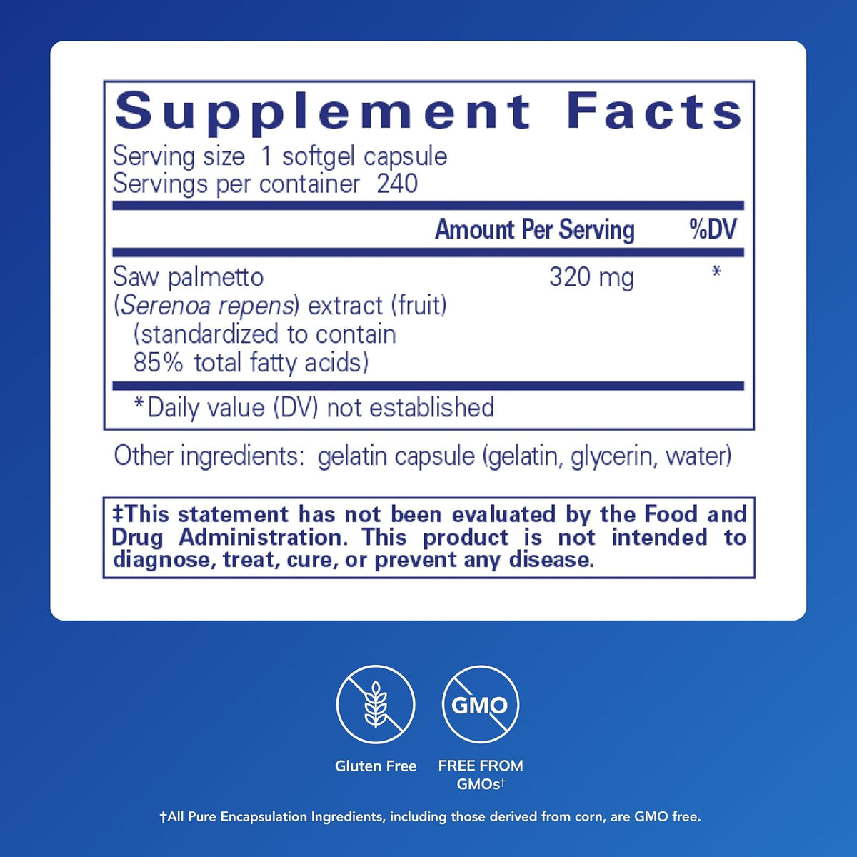 Saw Palmetto 320 mg softgel capsules