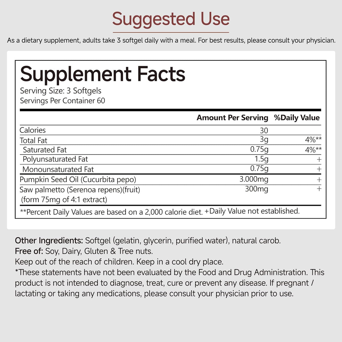Saw palmetto capsules for men