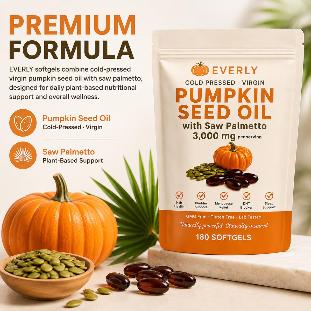 Saw palmetto softgels for hair health
