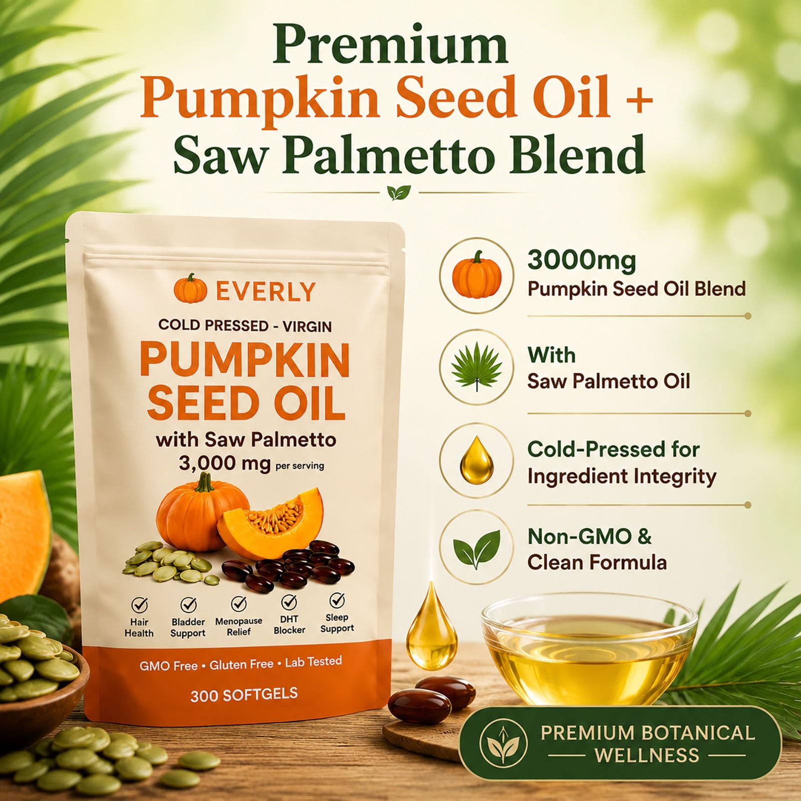 Saw palmetto softgels for hair health