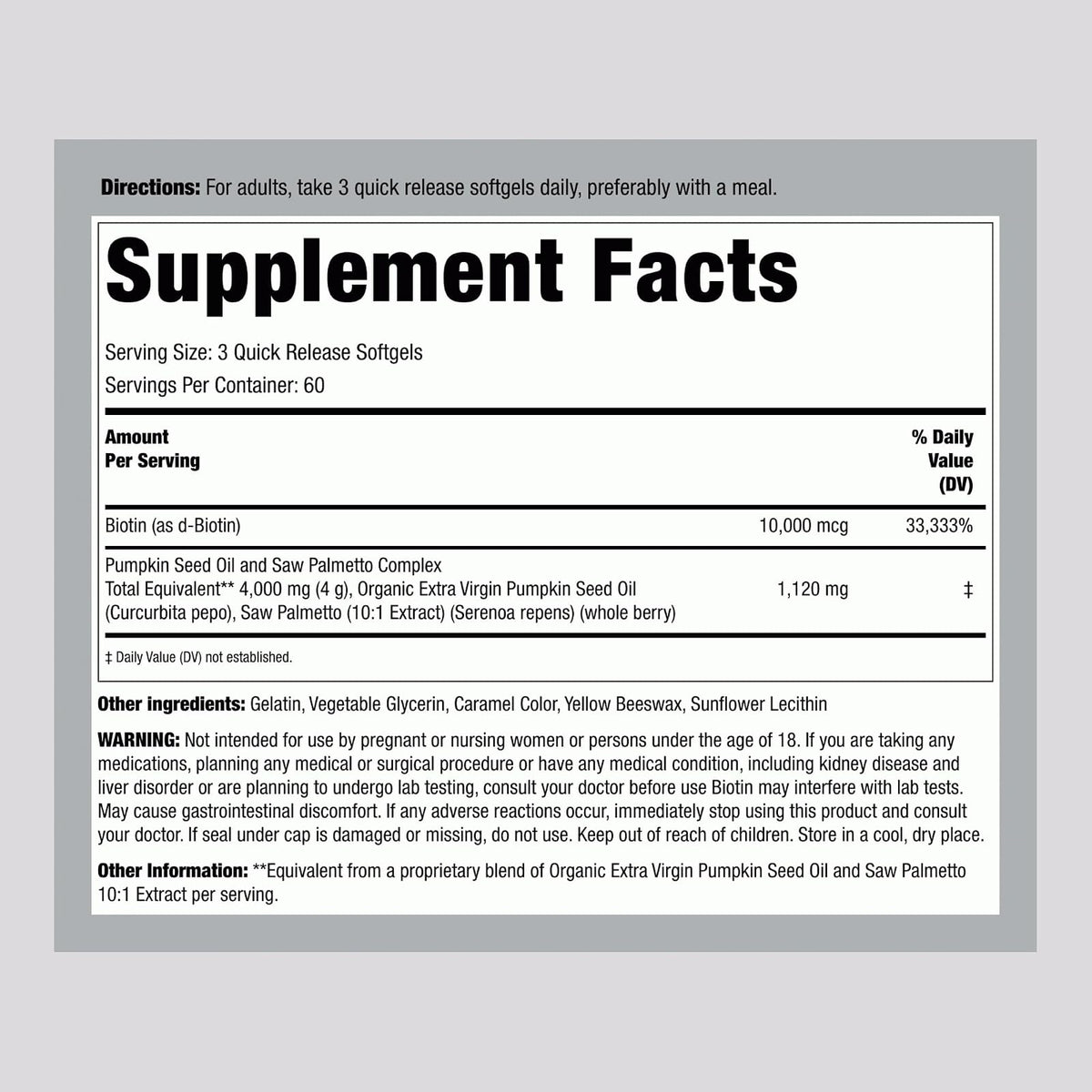 Saw palmetto softgels for health