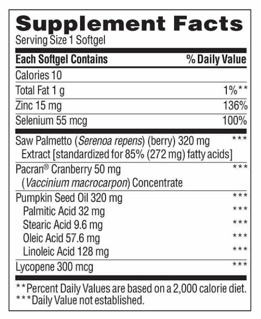 saw palmetto softgels with zinc