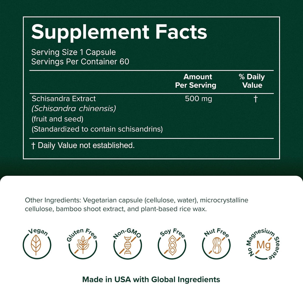 Schisandra 500 mg for immune support
