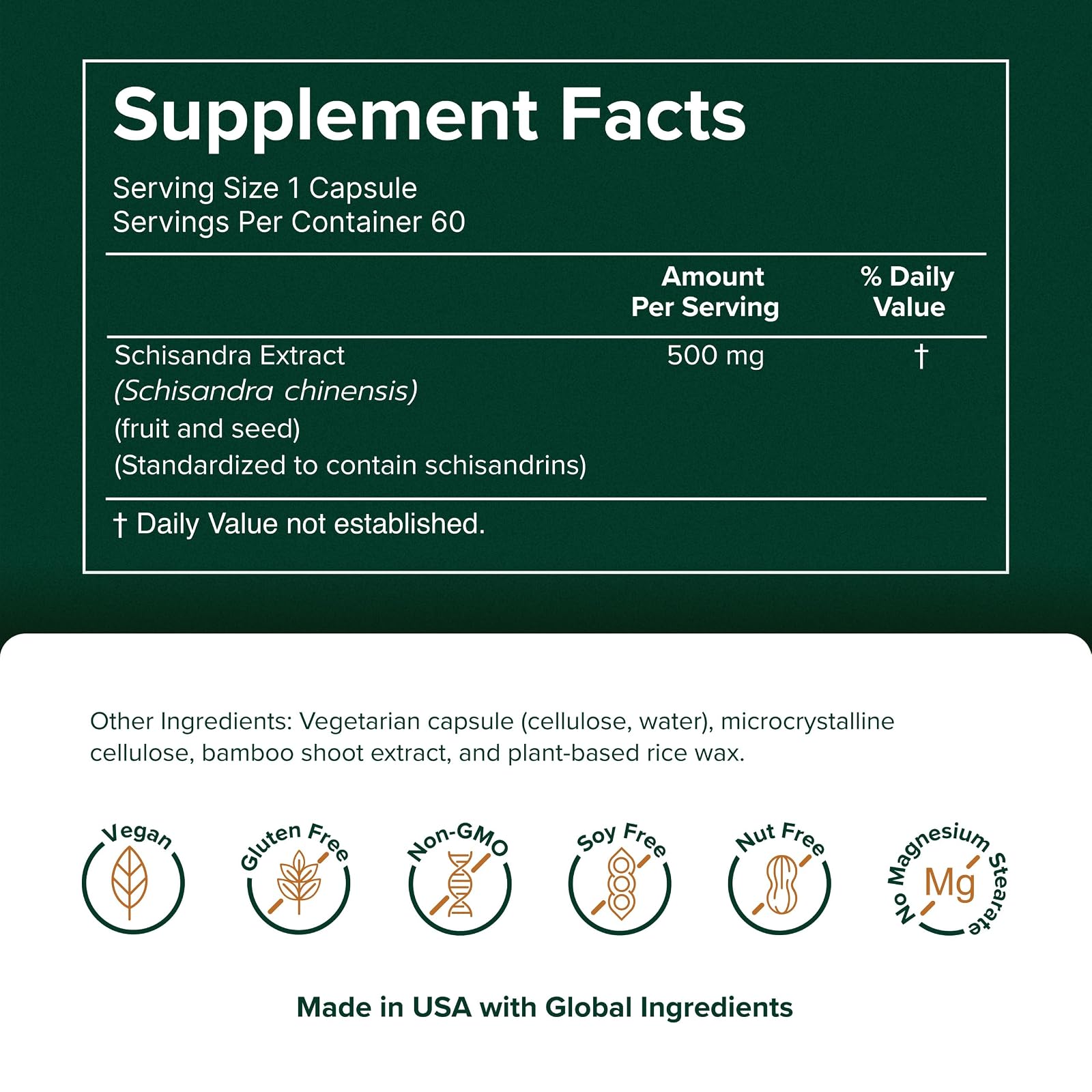Schisandra 500 mg for immune support