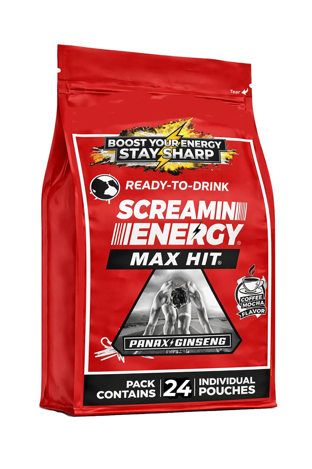 Screamin Energy mocha coffee pouches