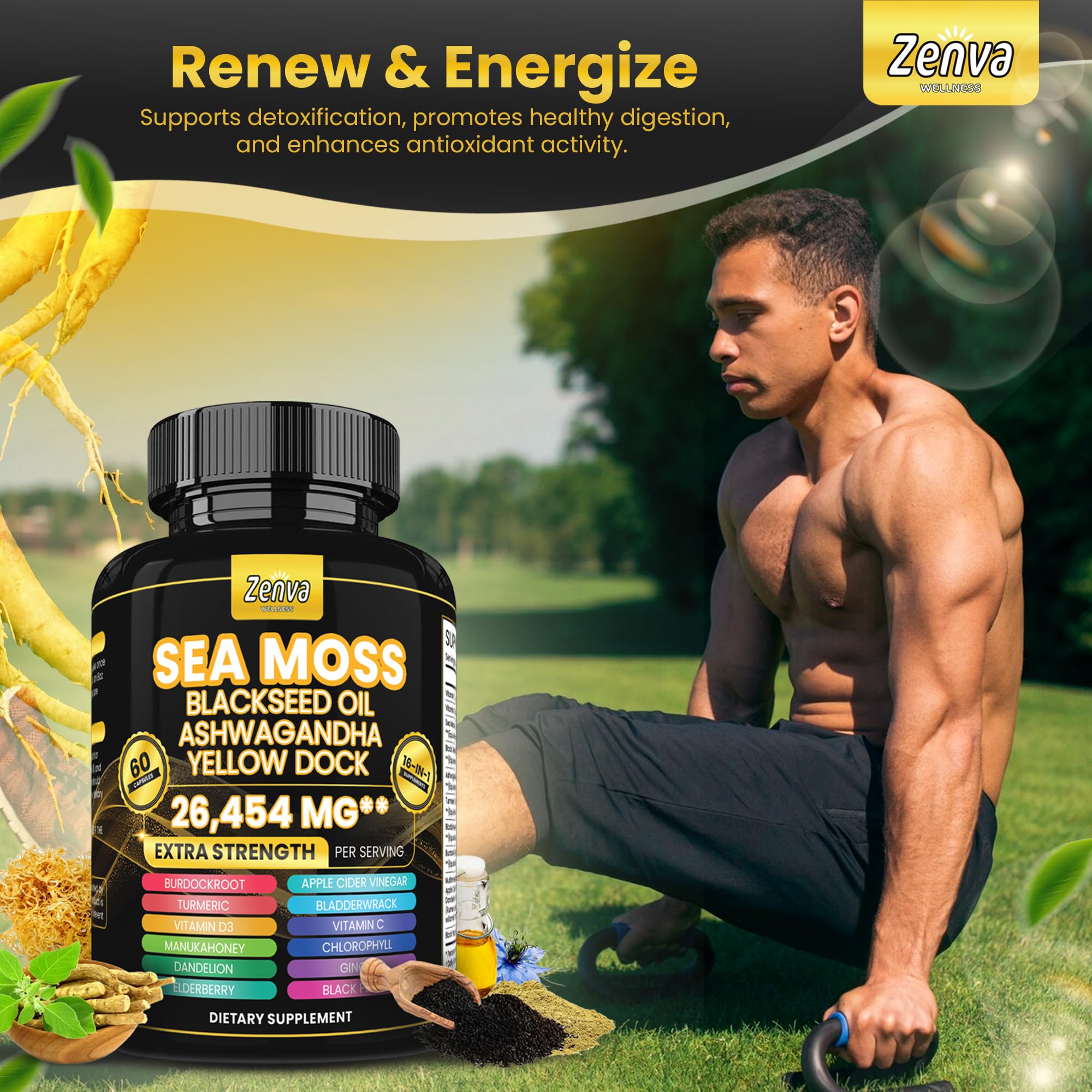 sea moss and turmeric supplement blend
