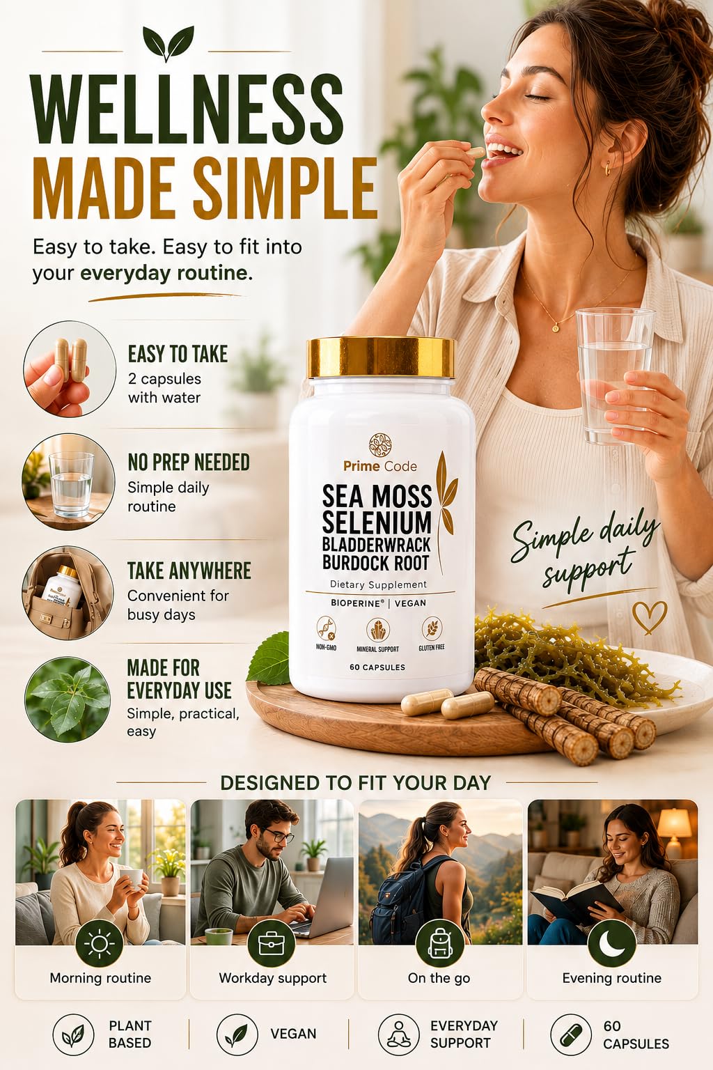 Sea moss capsules for energy boost