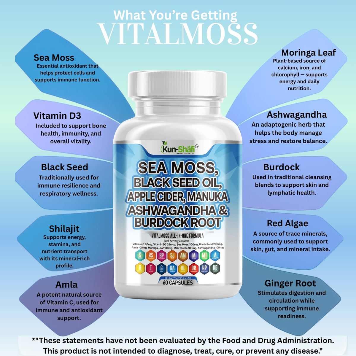 Sea Moss capsules for energy