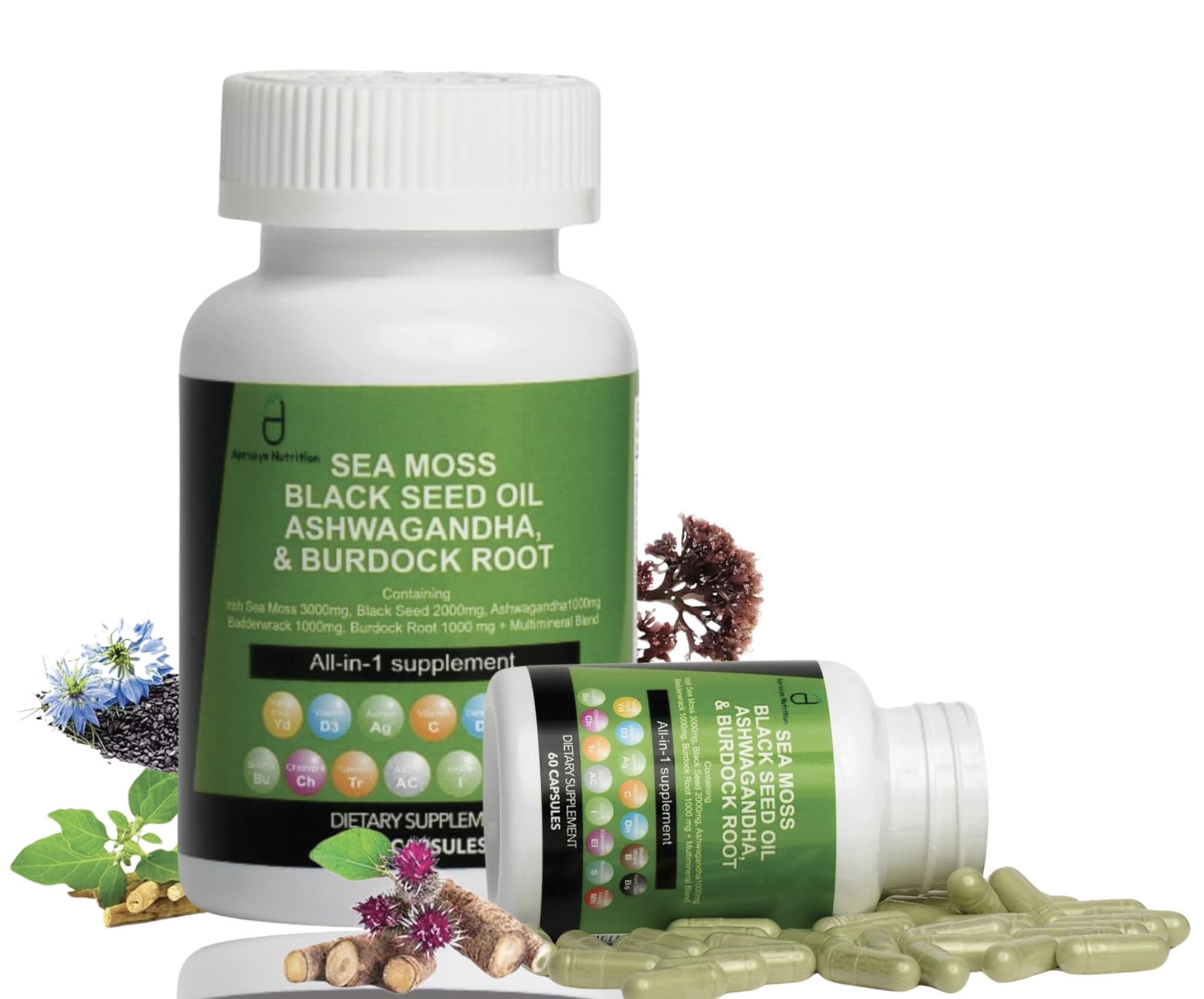 sea moss capsules with black seed oil