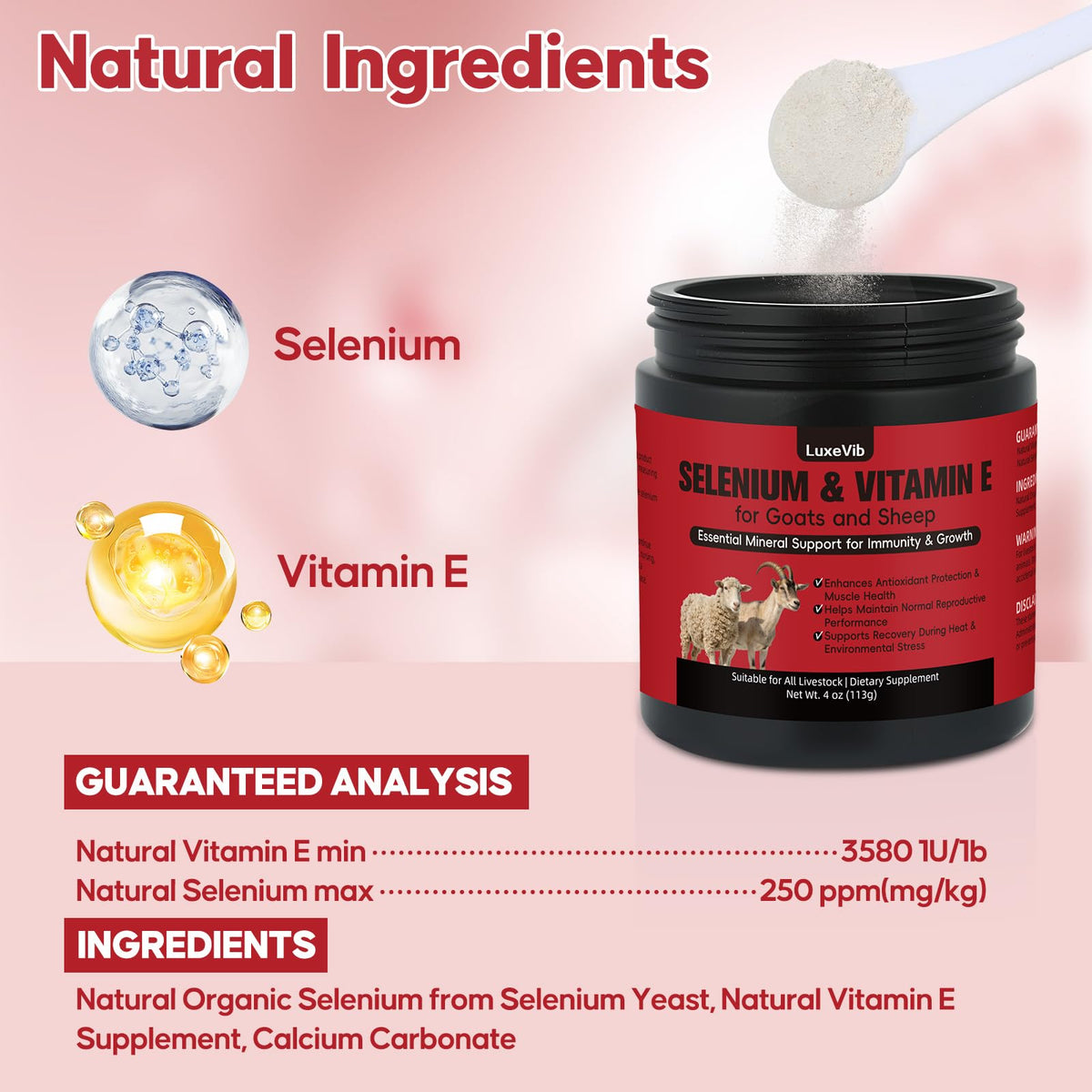 Selenium powder for improved animal health