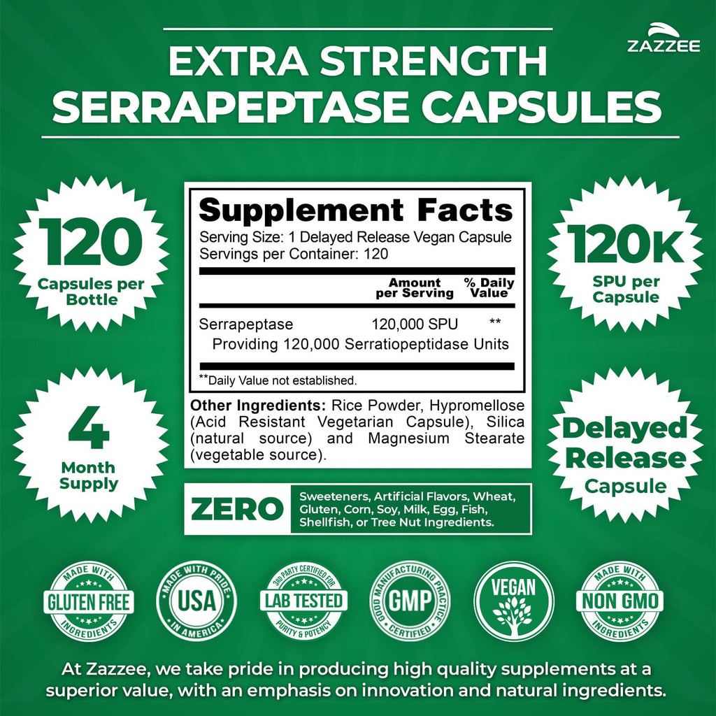 Serrapeptase capsules for digestive support