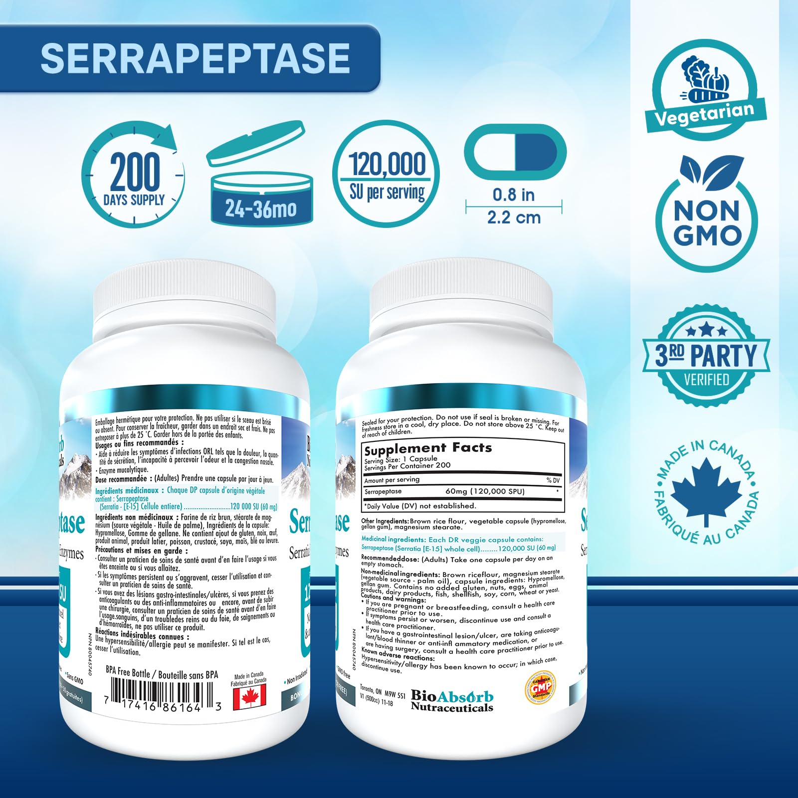Serrapeptase capsules for gut wellness