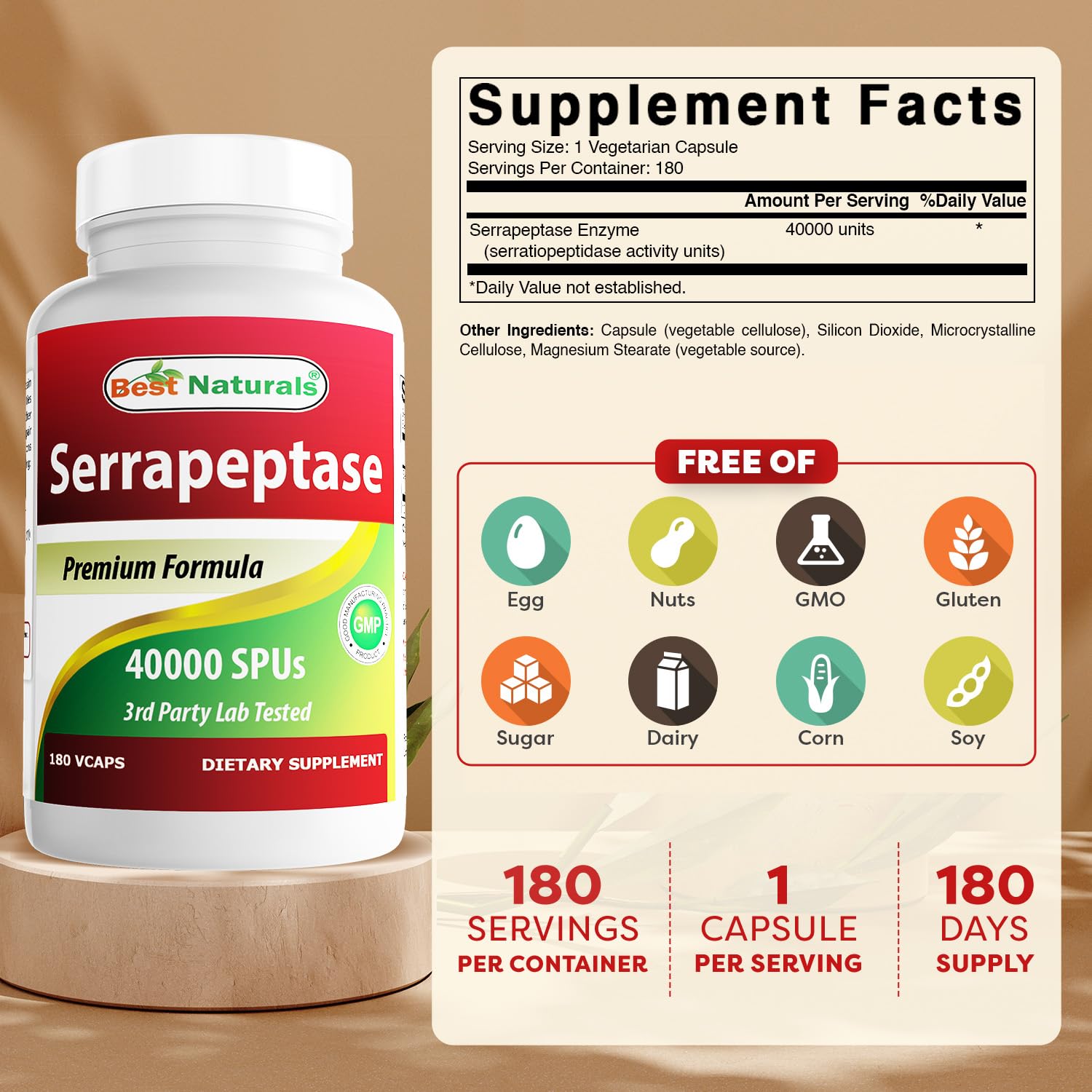 Serrapeptase capsules for immune support