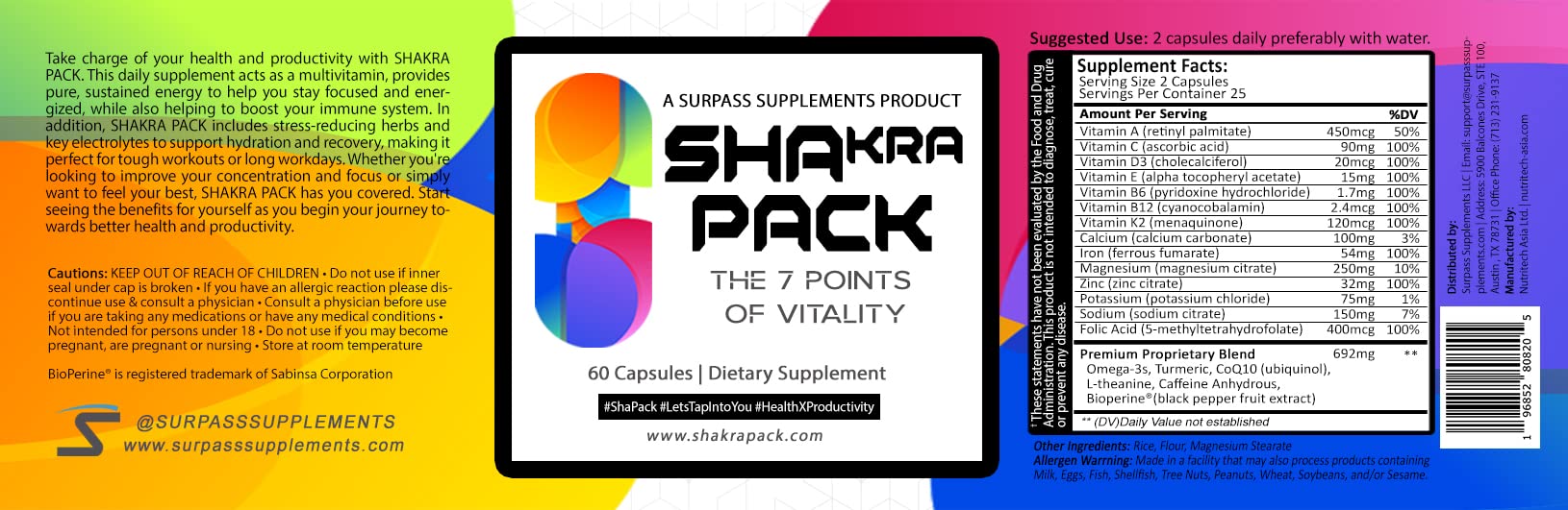 SHAKRA blended vitamin & mineral supplements for healthy skin