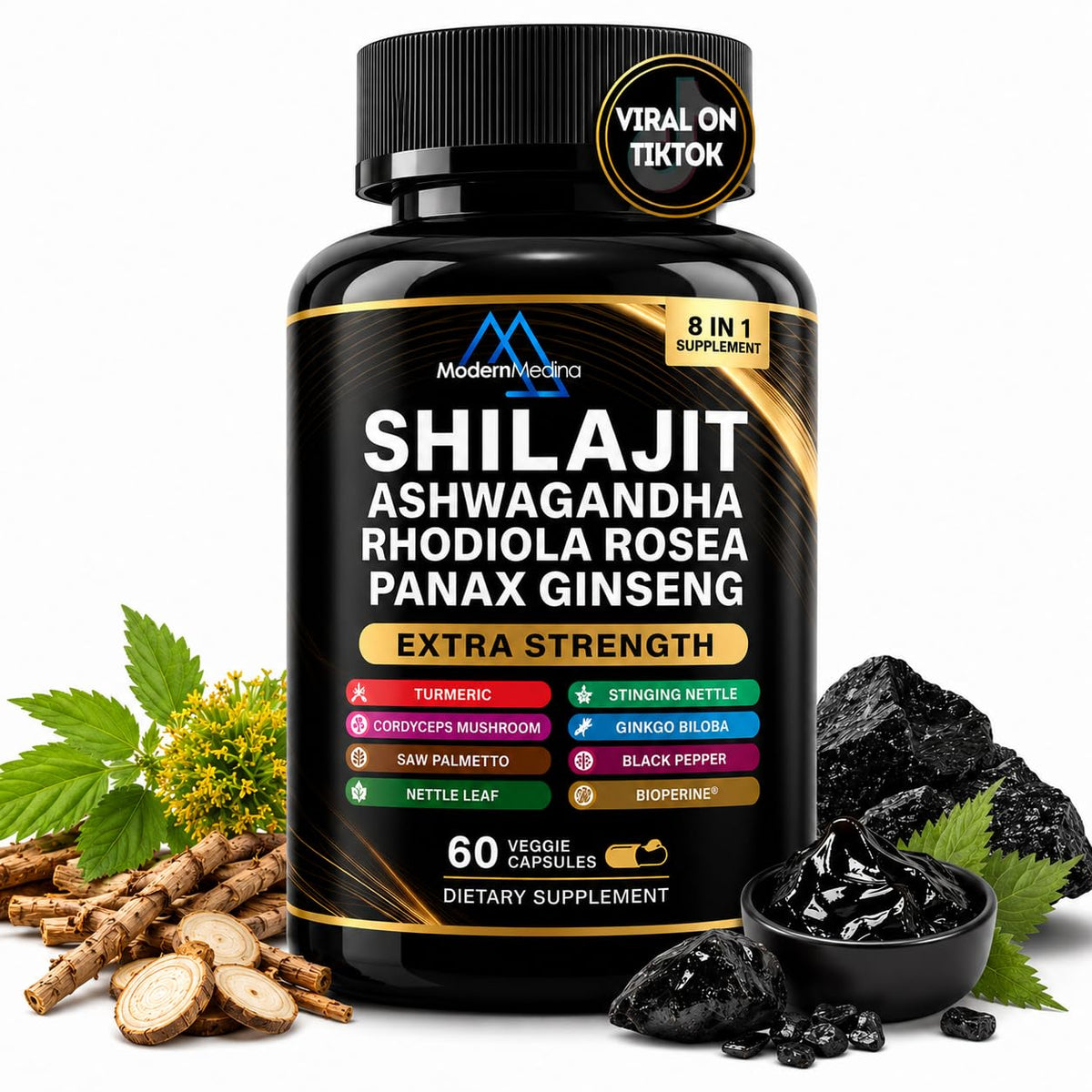 Shilajit 8-in-1 supplement benefits
