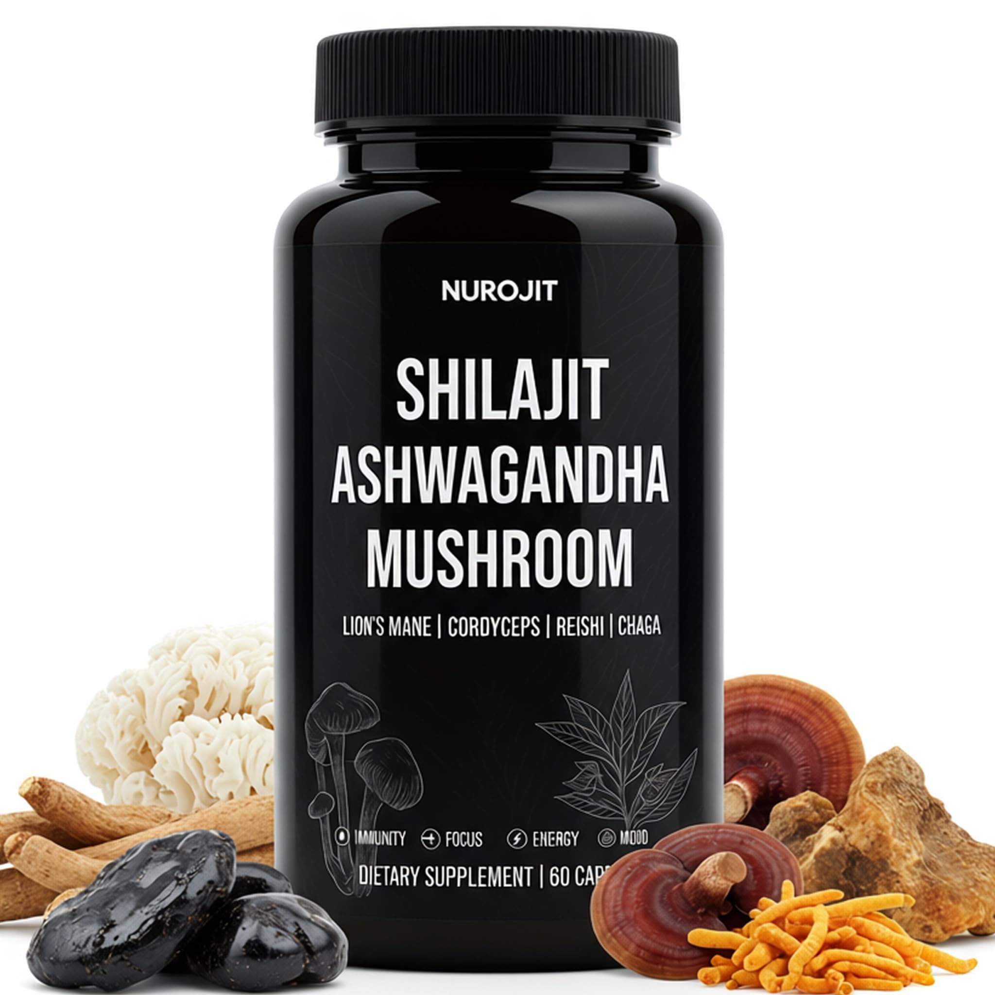 Shilajit mushroom capsules for energy