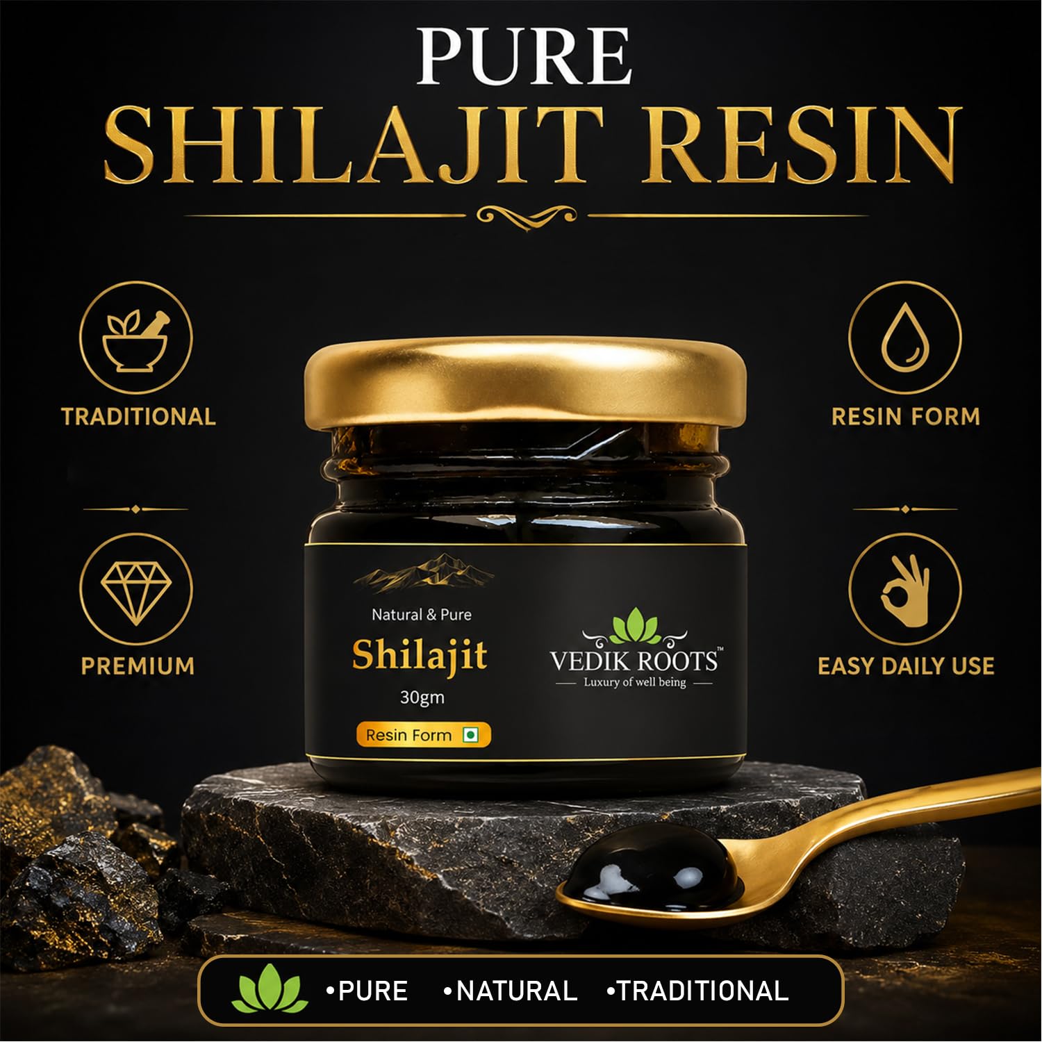 shilajit resin with 85 trace minerals