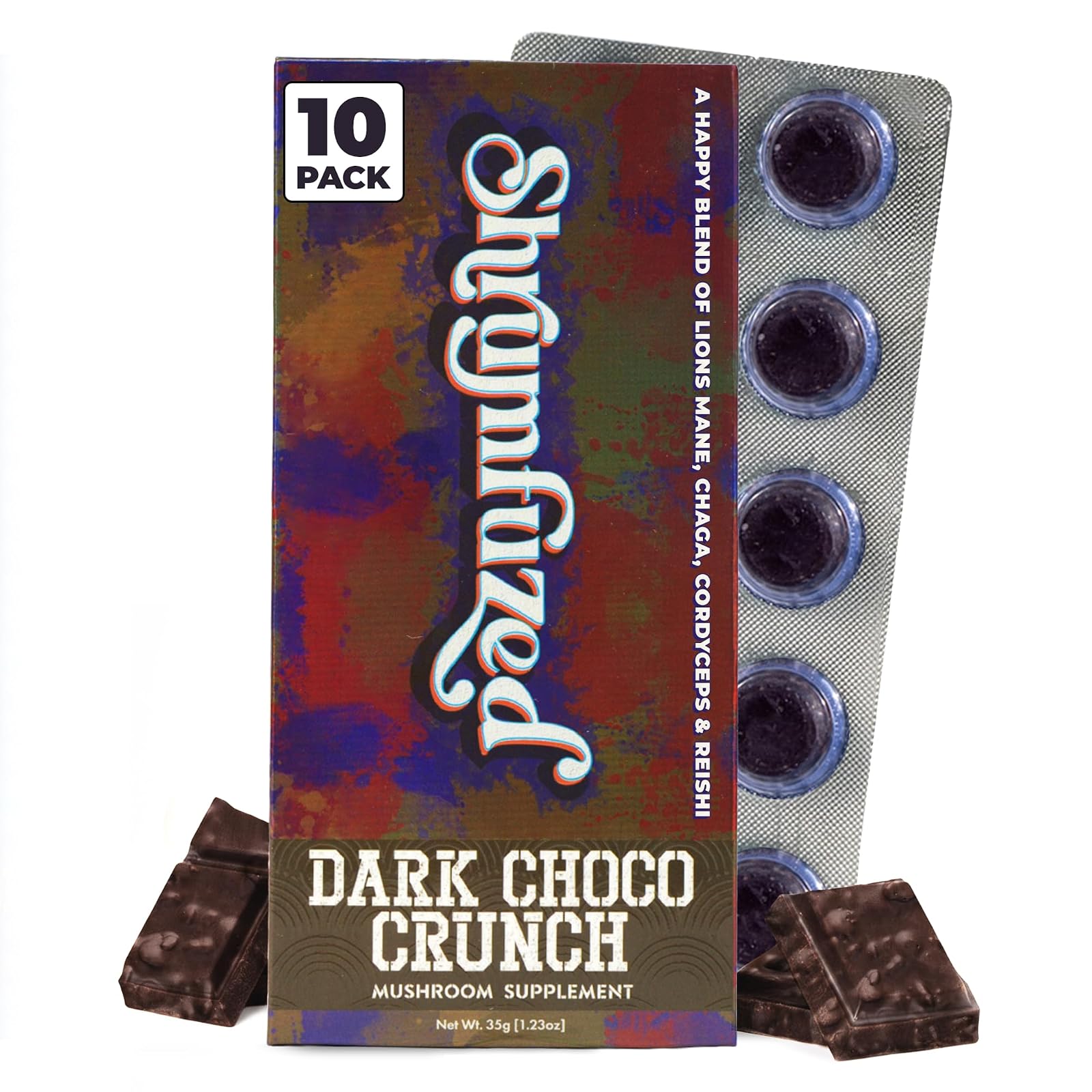 Shrumfuzed mushroom chocolate dark crunch