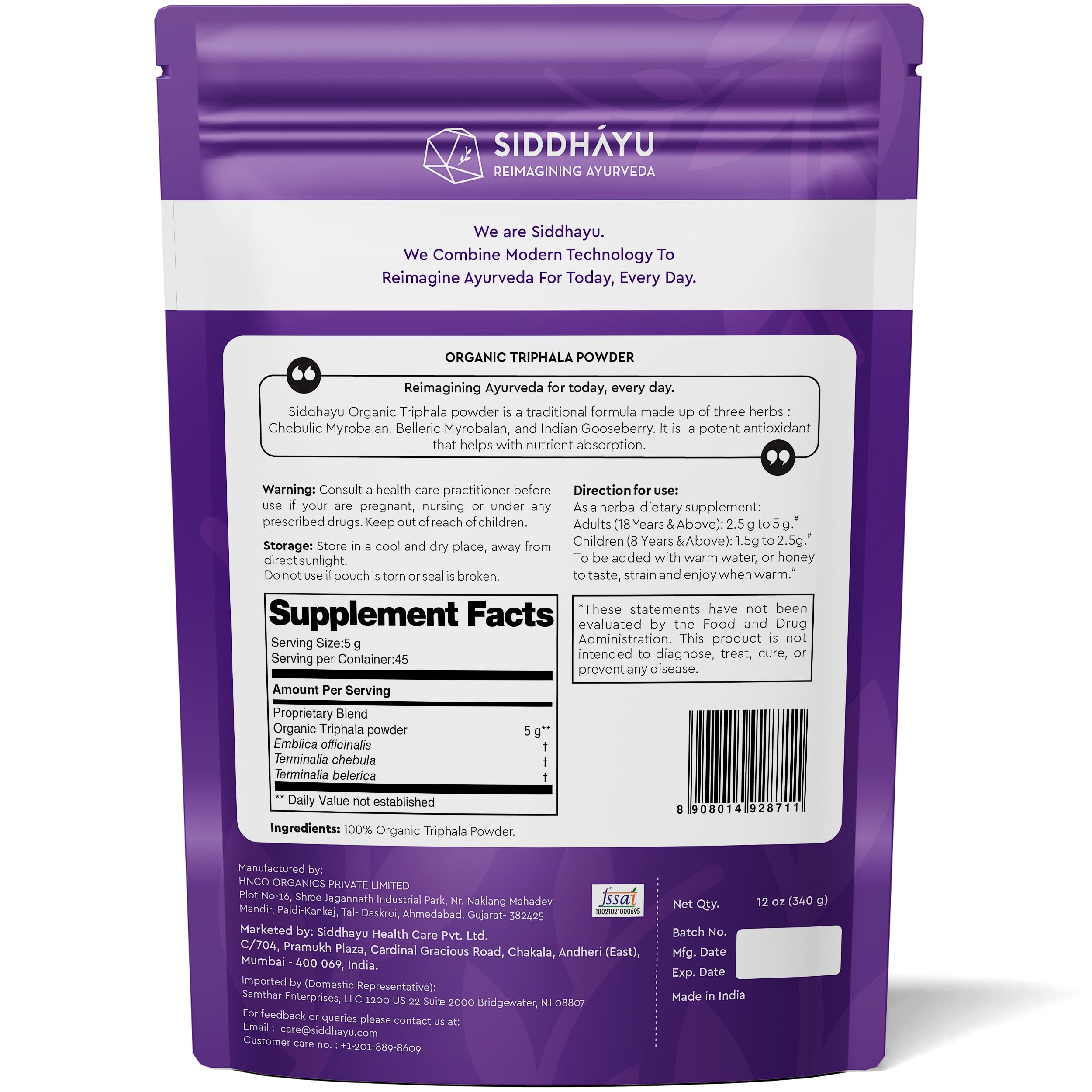 Siddhayu organic triphala for vitality