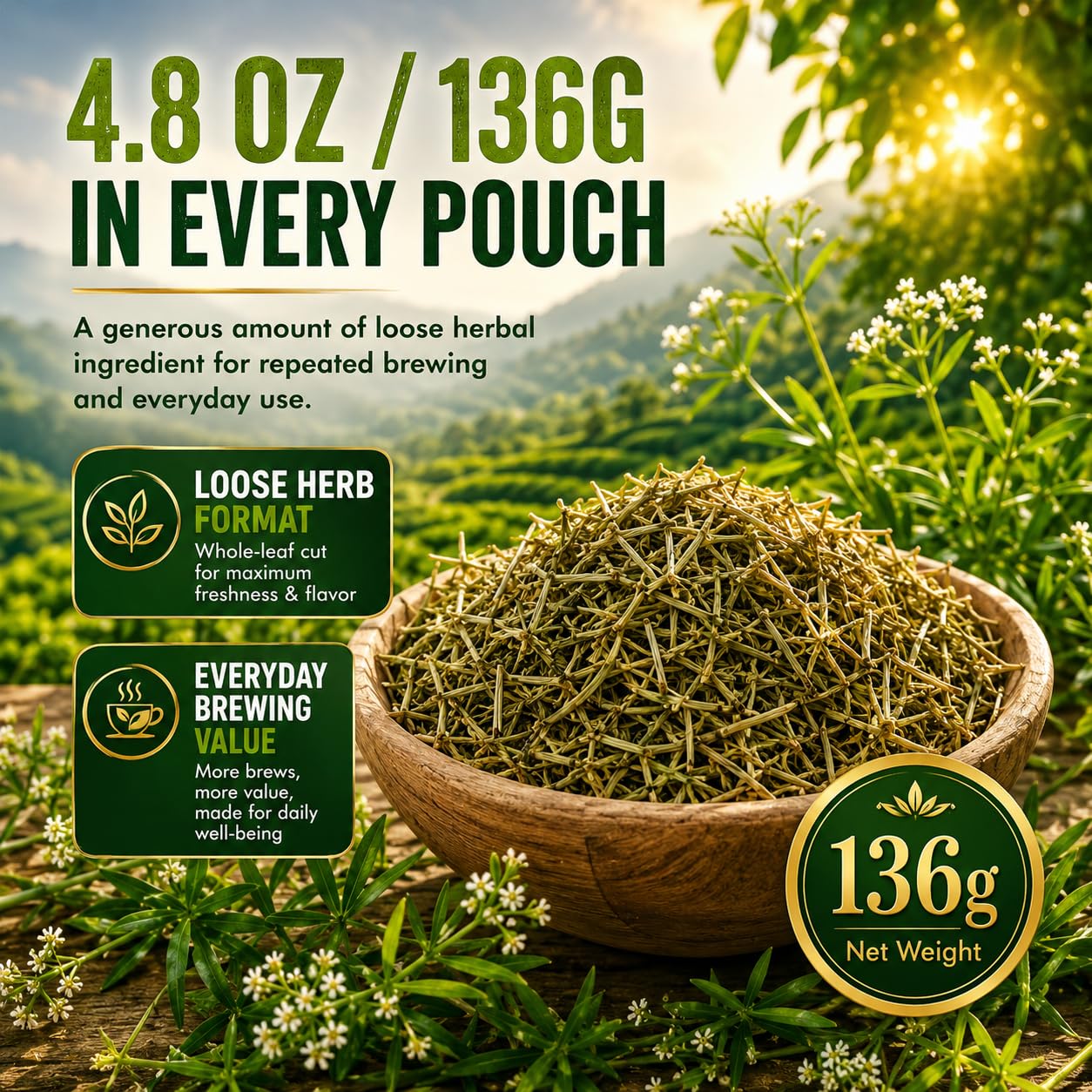 Sifted Cleavers Herb for easy use