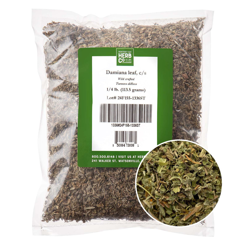 Sifted damiana leaf for brewing